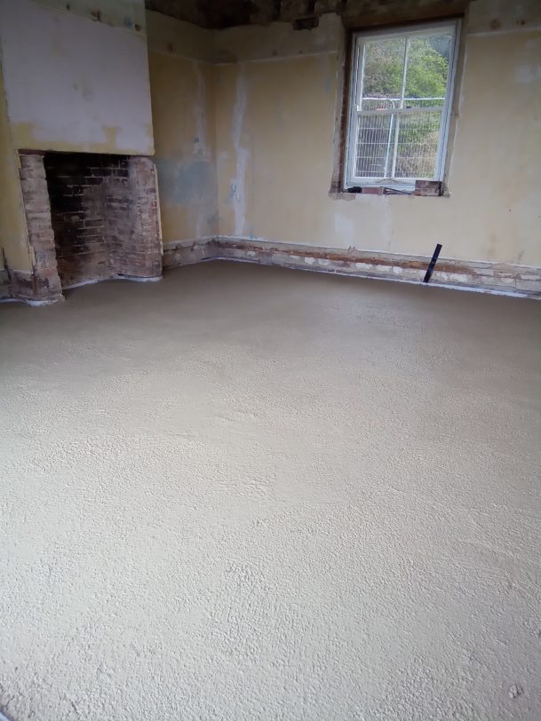 Limecrete slab, ready for screed in North Norfolk! - The Limecrete Company